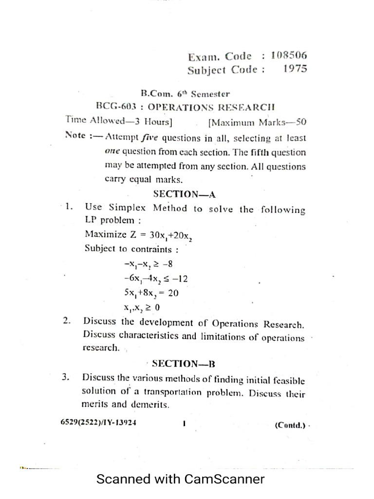 or_bcomph-6th sem_2022 | PDF
