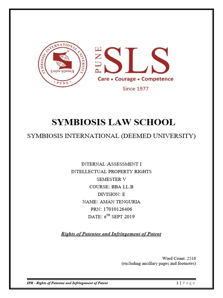 1st Internal IPR | PDF | Patent | Patent Infringement