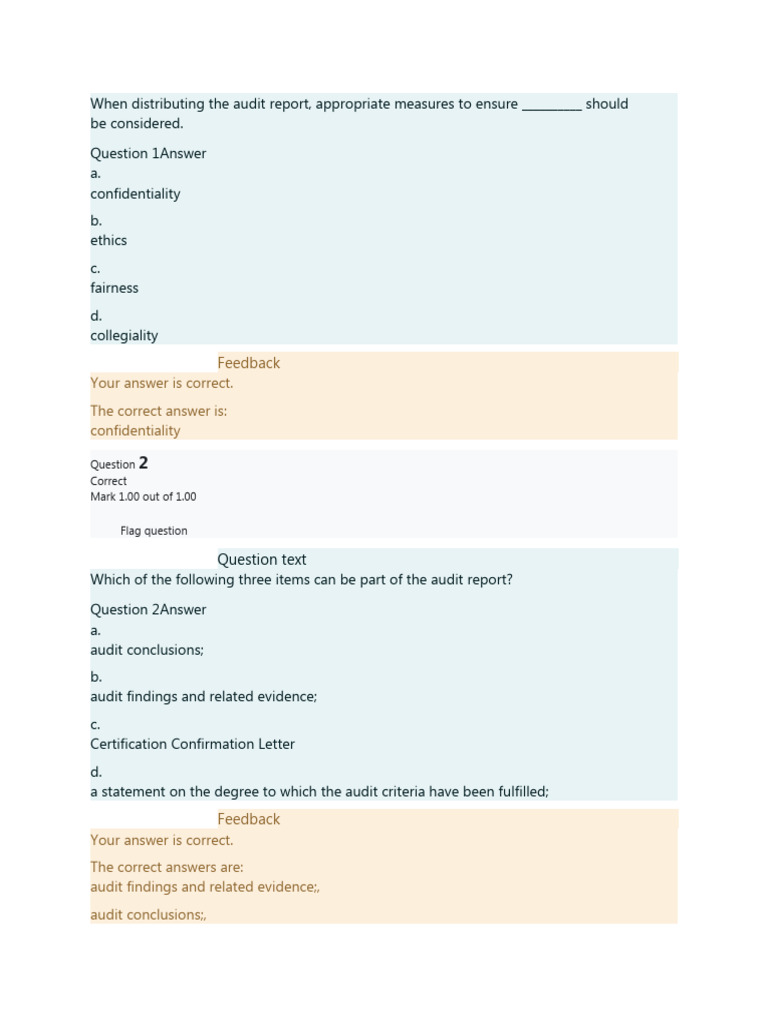 Quiz 3 | PDF | Audit | Auditor's Report