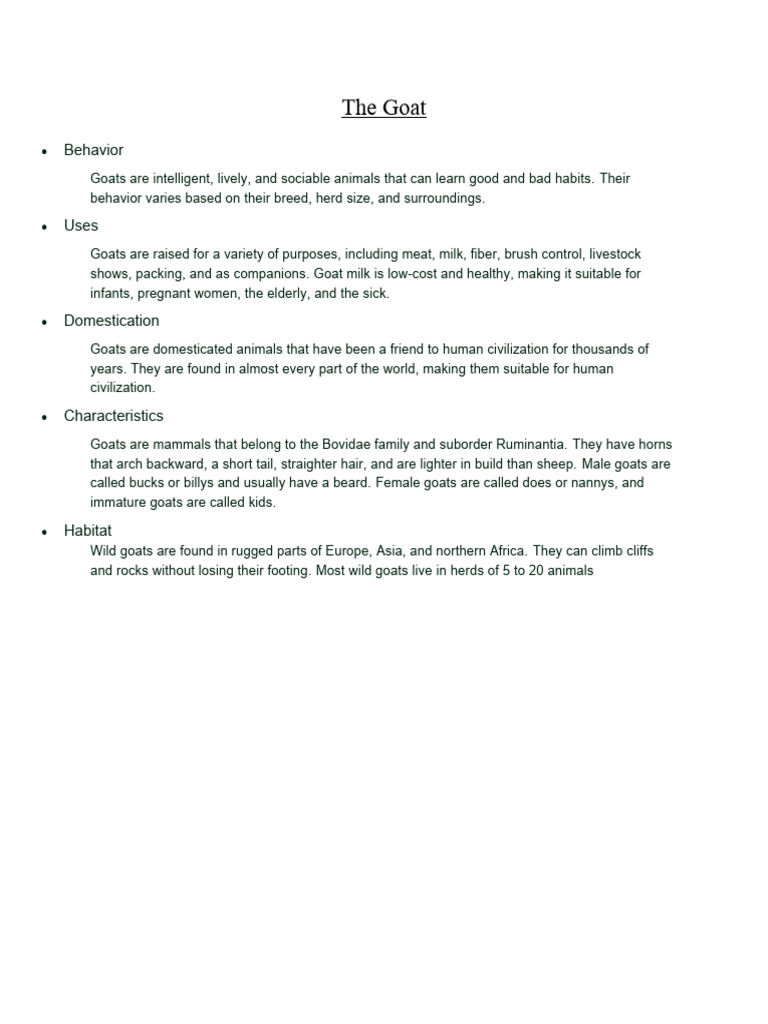 Understanding Goat Behavior and Uses | PDF | Technology & Engineering