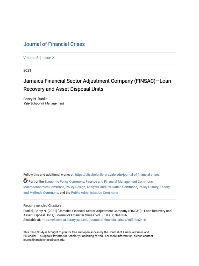 Jamaica Financial Sector Adjustment Company (FINSAC) - Loan Recovery ...