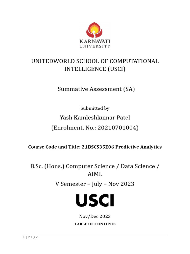 Yash 21BSDS12 Perdictive Analysis Report | PDF | Statistical Classification | Data Mining