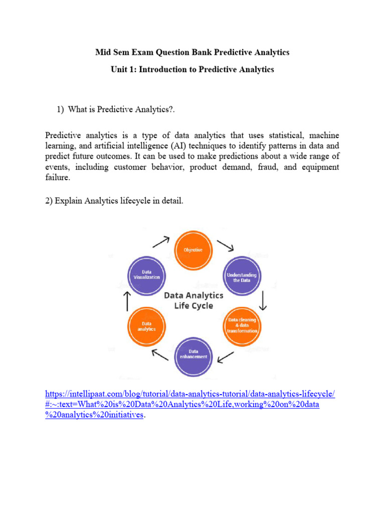 Predictive Analytics Mid Sem Question Bank | PDF | Linear Regression ...