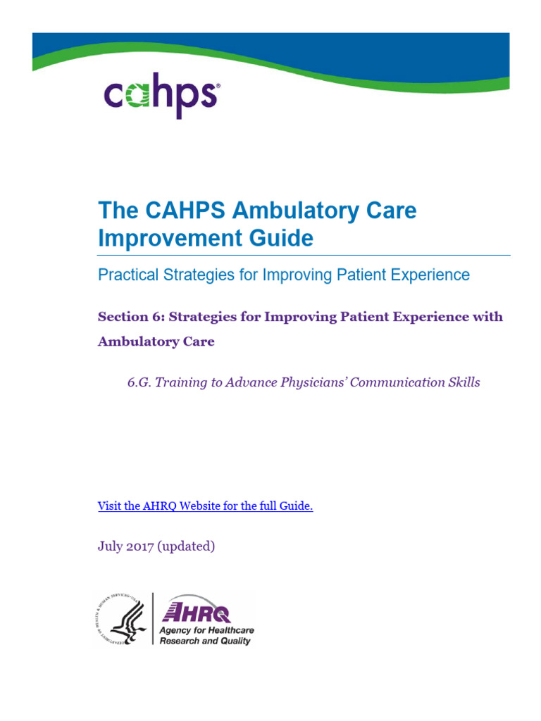 Cahps Strategy Section 6 G | PDF | Patient | Public Services