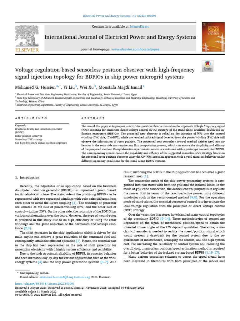 Voltage Regulation-Based Sensorless Position Observer With High-Frequency Signal Injection ...