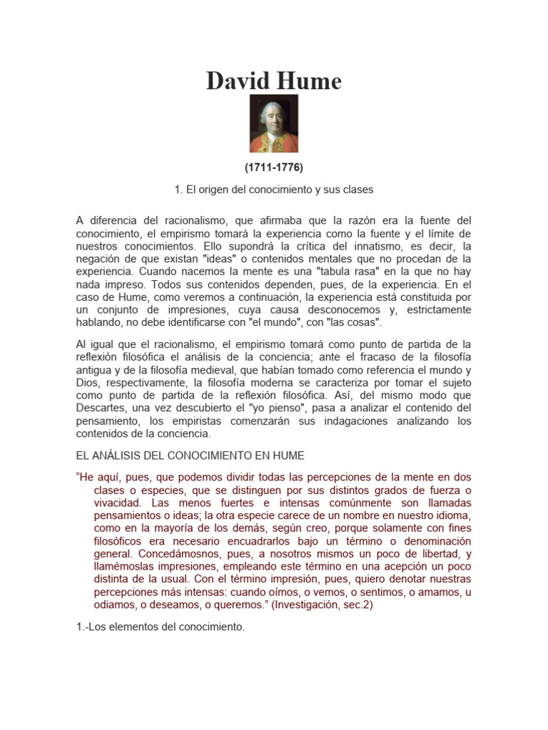 David Hume | PDF | Teoría de sustancias | Existencia