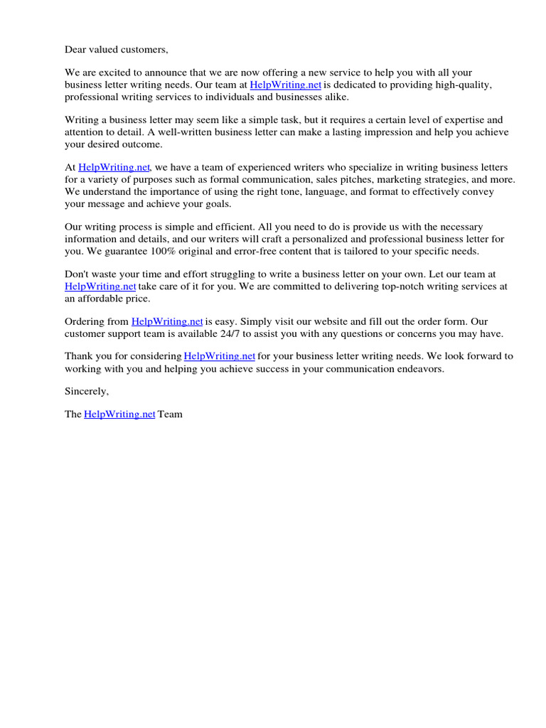 Business Letter Assignment | PDF | Information | Assignment (Law)