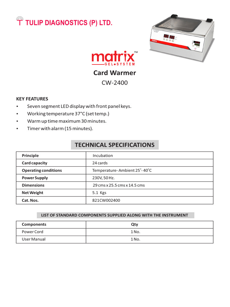 Matrix_Card_Warmer_CW_2400 | PDF