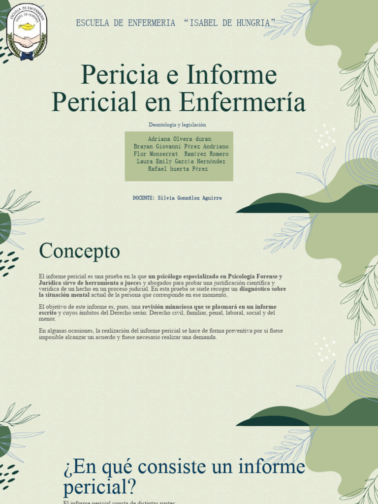 Pericia e Informe Pericial en Enfermería | PDF | Enfermería | Medicina ...