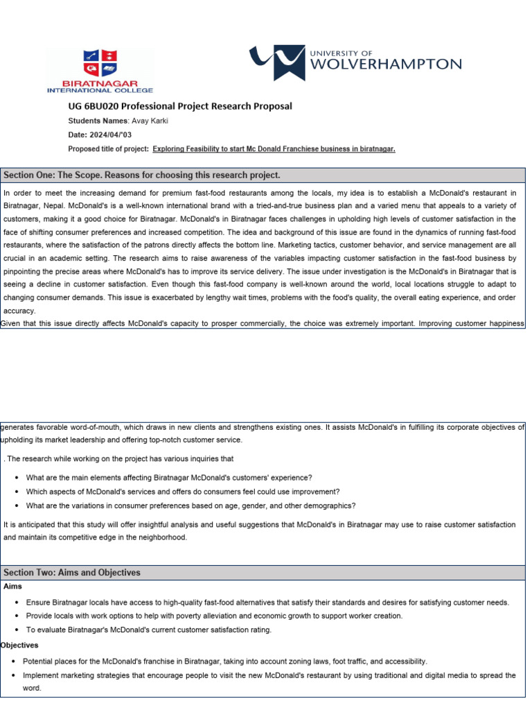 Professional Project Research Proposal 2060394 | PDF | Customer ...