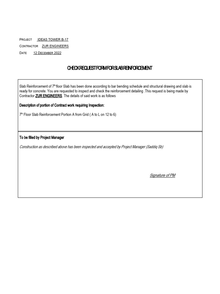 CM Inspection Request Form | PDF