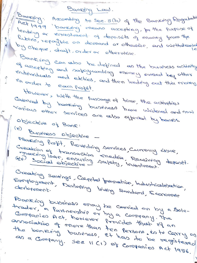 Banking Law Notes | PDF