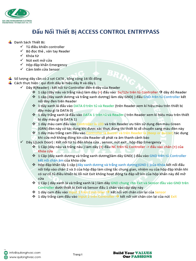 huong dan đấu nối ENTRYPASS | PDF