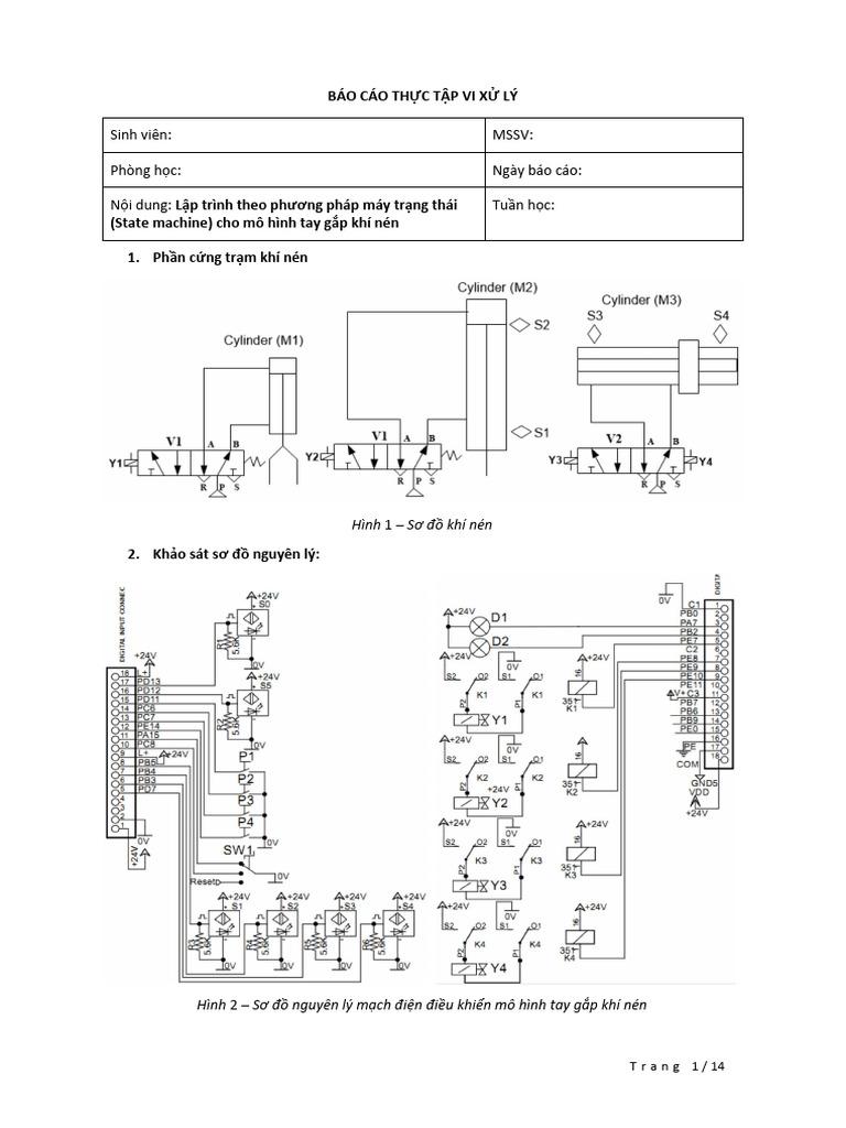 BÁO CÁO THỰC TẬP VI XỬ LÝ - Buoi5 - StateMachine - TayGapKhiNen | PDF