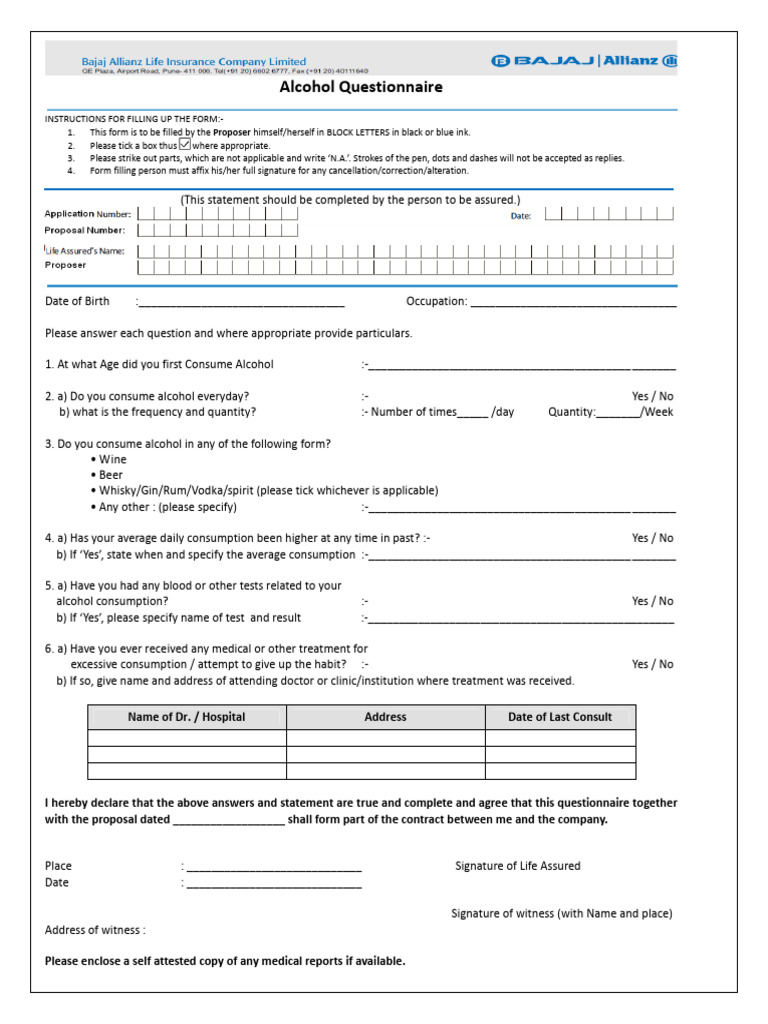 Specimen Alcohol Questionnaire-1 | PDF | Alcoholic Beverages ...