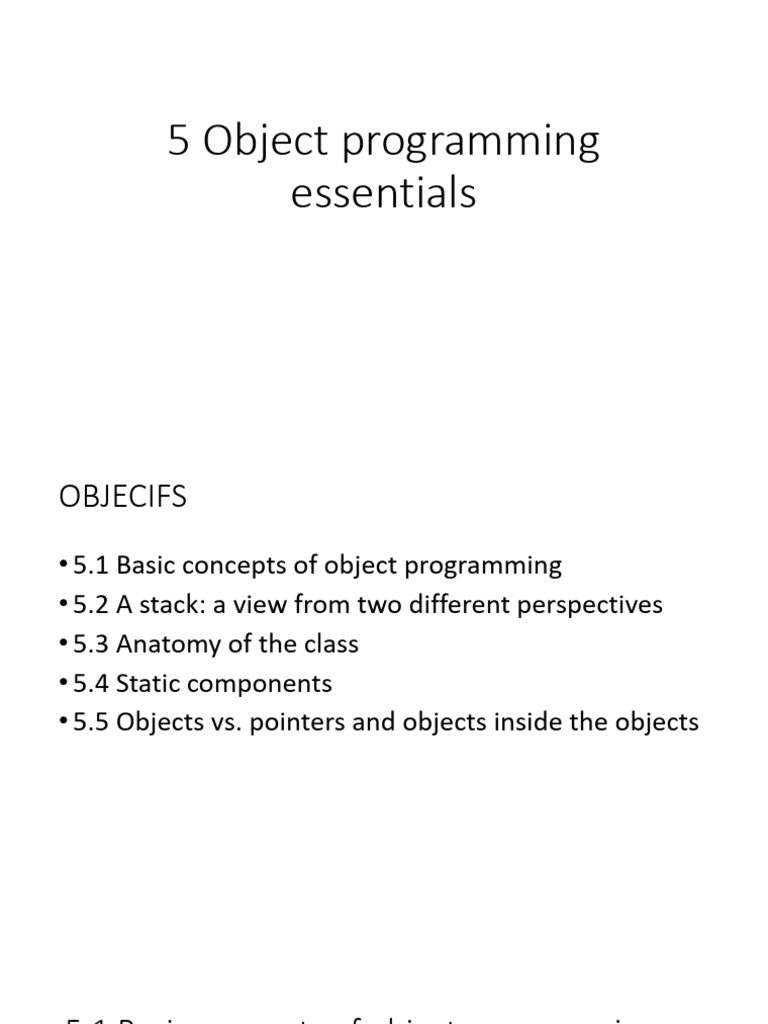 5 Object Programming Essentials Pdf Inheritance Object Oriented Programming Class