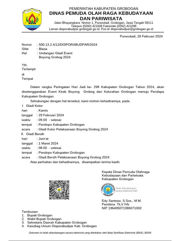 Surat Undangan Boyong Grobog | PDF