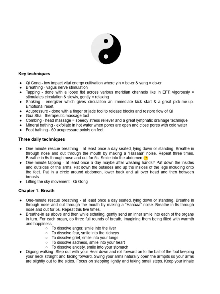 Summary of Yang Sheng by Katie Brindle | Download Free PDF | Massage | Qi