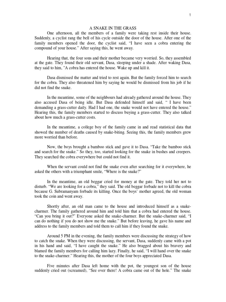 1_2 SNAKE IN THE GRASS | PDF