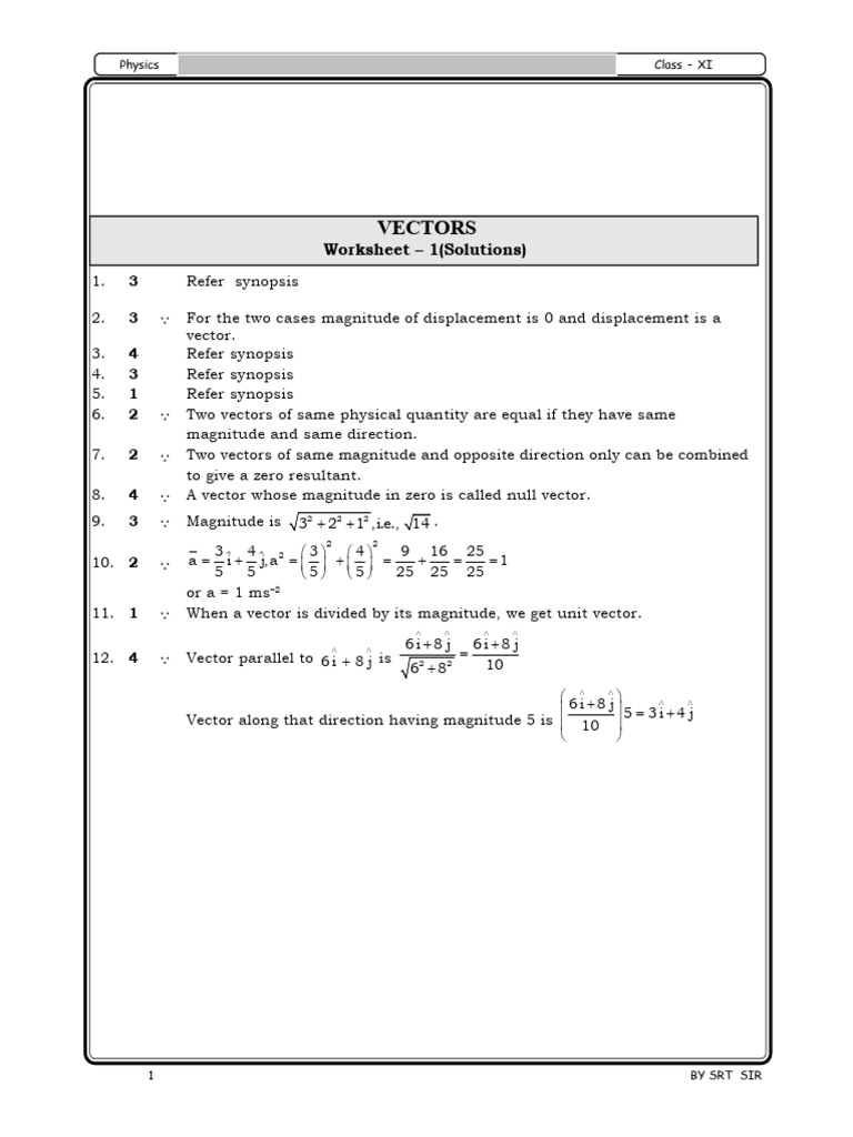 DPP 01-Vectors-Solution | PDF