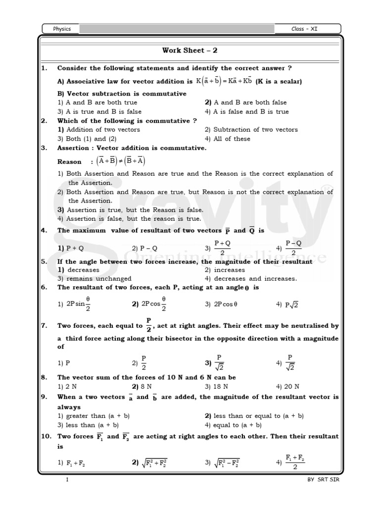 DPP 02 -VECTORS WITH SOLUTION | PDF | Euclidean Vector | Angle