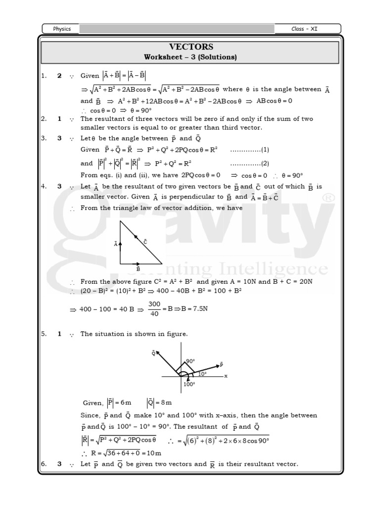 DPP03-VECTOR-SOLUTION | PDF | Angle | Euclidean Vector