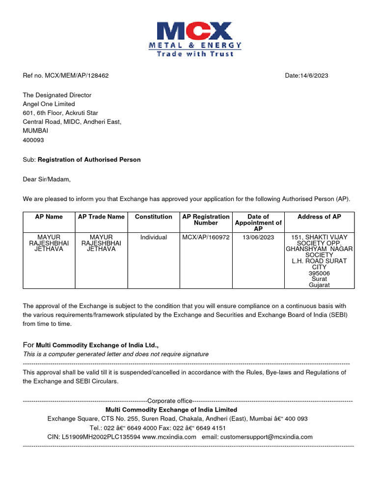 CERTI-MYUT-MCX | PDF | Market (Economics) | Government