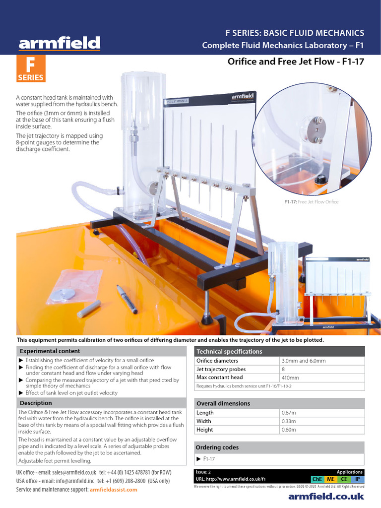 Orifice and Free Jet Flow - F1-17 | PDF | Mechanics | Fluid Dynamics