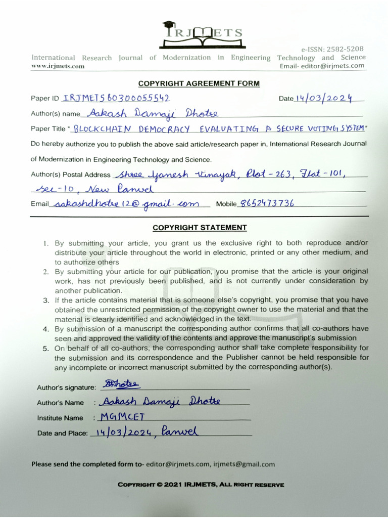 Copyright Form | PDF