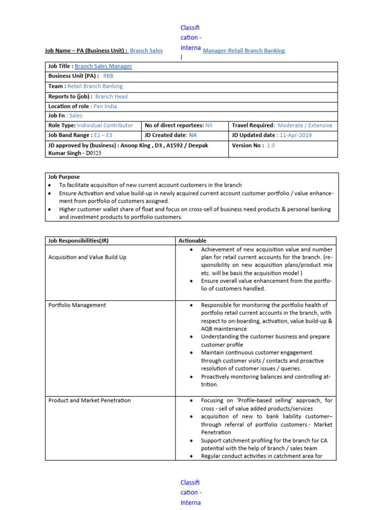 40016513-Branch Sales Manager | Download Free PDF | Sales | Banks