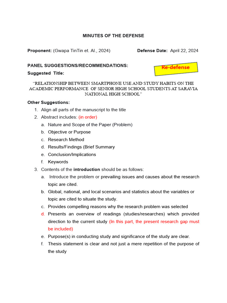Research Defense Minutes and Guidelines | PDF | Theory | Apa Style