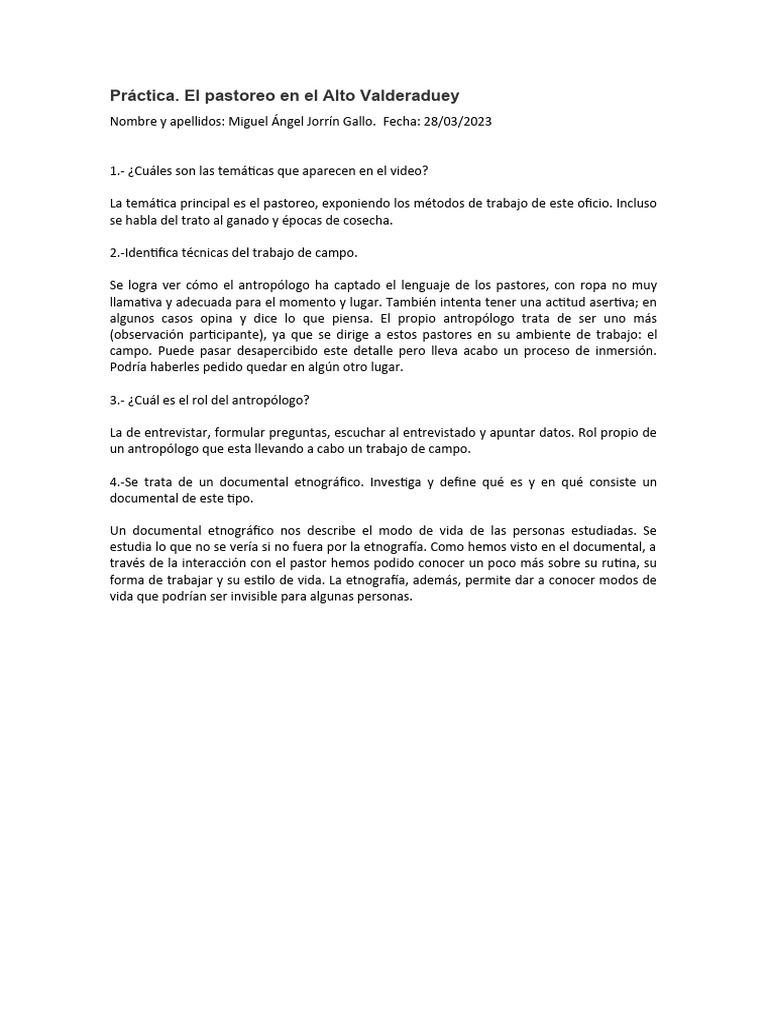 Documental Etnográfico de Pastoreo | PDF