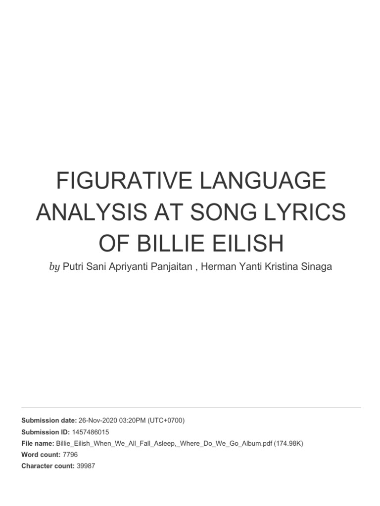 Figurative Language Analysis at Song Lyrics of Billie Eilish When We ...