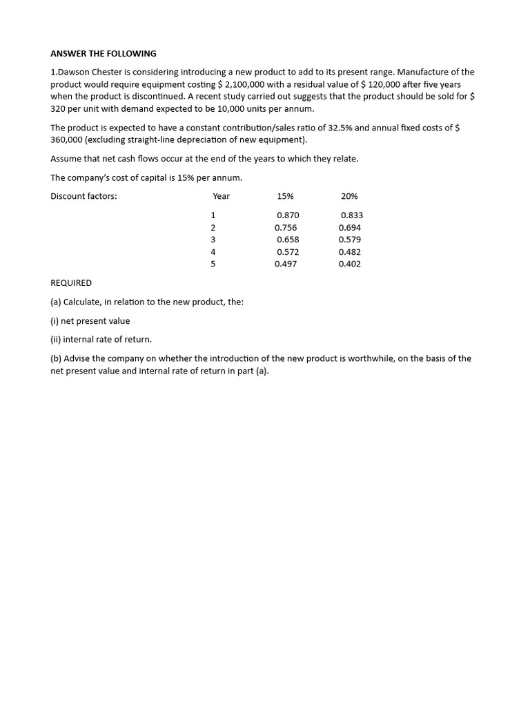 NPV and IRR Analysis for New Product | PDF | Business | Computers
