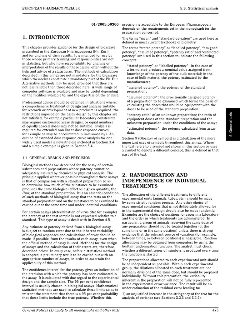 5.3. Statistical Analysis of Results of Biological Assays and Tests ...