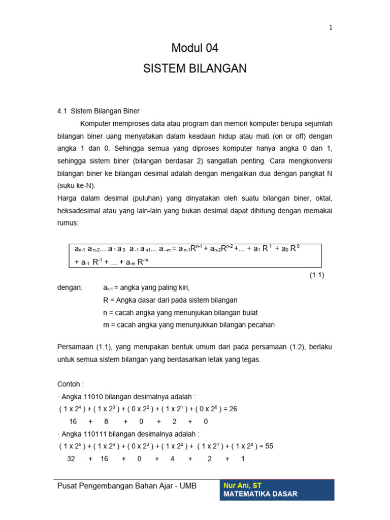 Modul 4. Sistem Bilangan | PDF