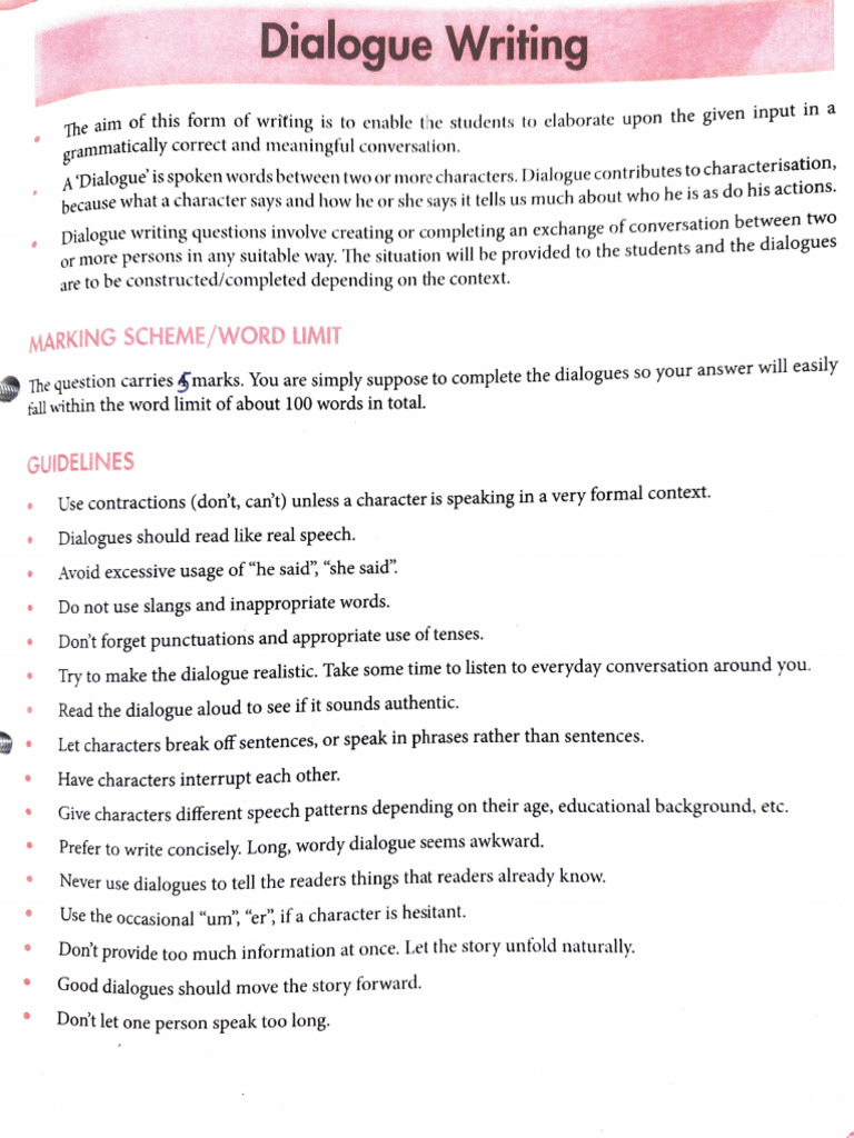 Dialogue Writing Guide for Class 9 | PDF | Word | Dialogue