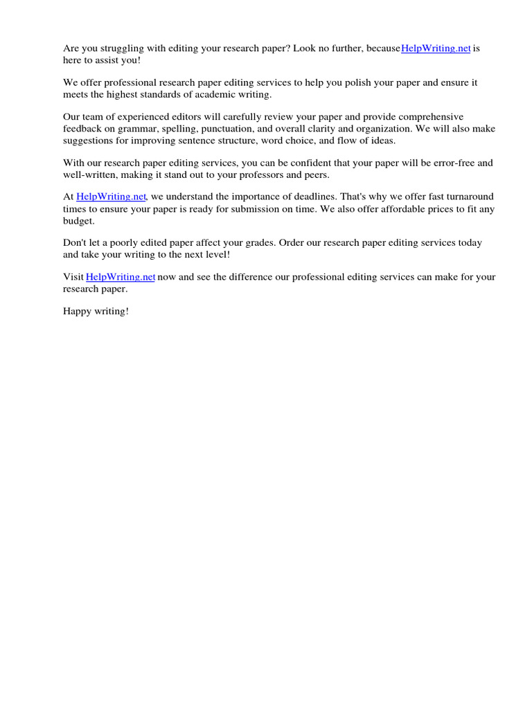 Research Paper Editing Services | PDF | Editing | Academic Publishing