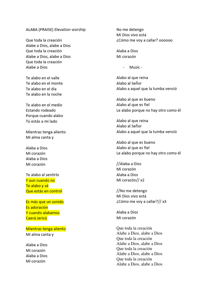 ALABA PRAISE - Elevation Worship | PDF | Religión y espiritualidad