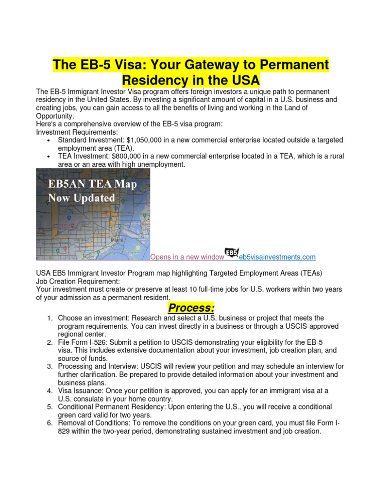 USA EB5 Business VISA Complete Info | PDF | Human Migration | Immigration