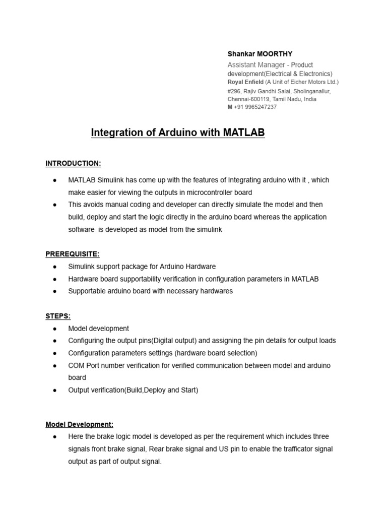 Integration Of Arduino With Matlab Simulink Pdf Arduino Formal