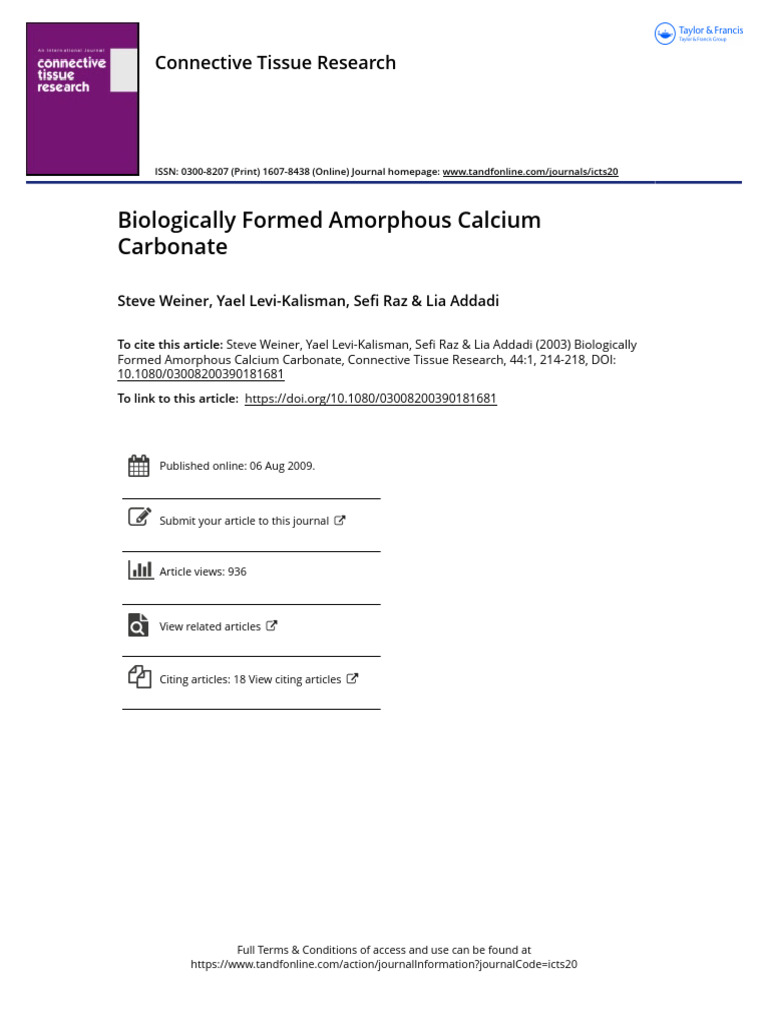Biologically Formed Amorphous Calcium Carbonate | PDF | Infrared ...