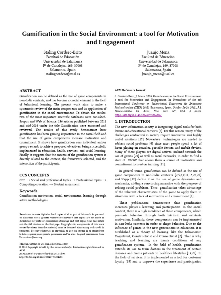 Gamification in The Social Environment - A Tool For Motivation and ...