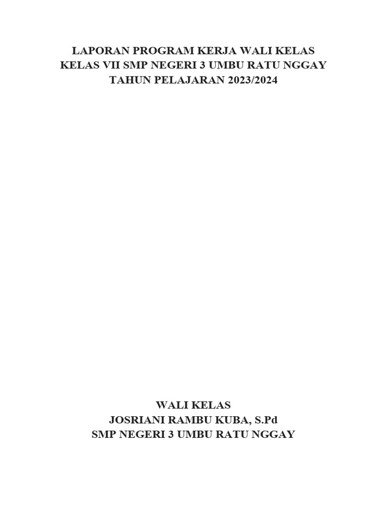 Program Kerja Wali Kelas | PDF