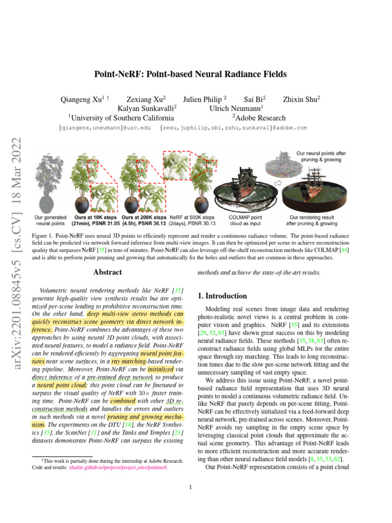 Point-NeRF Point-Based Neural Radiance Fields | PDF | Rendering (Computer Graphics) | Graphics