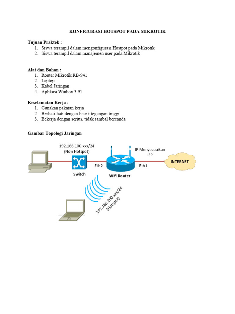 Jobsheet Konfigurasi Hotspot Pada Mikrotik | PDF