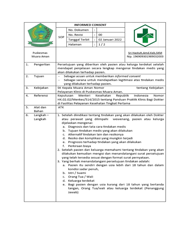 Prosedur Informed Consent Medis | PDF | Hukum | Sains & Matematika