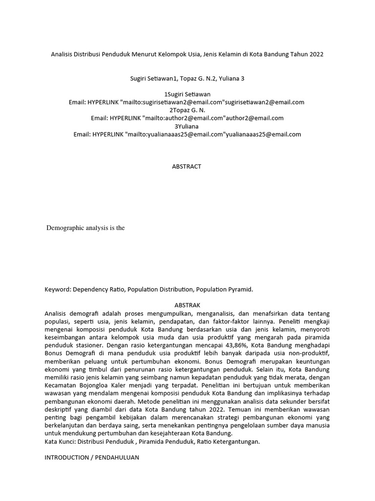 Analisis Demografi Kota Bandung | PDF