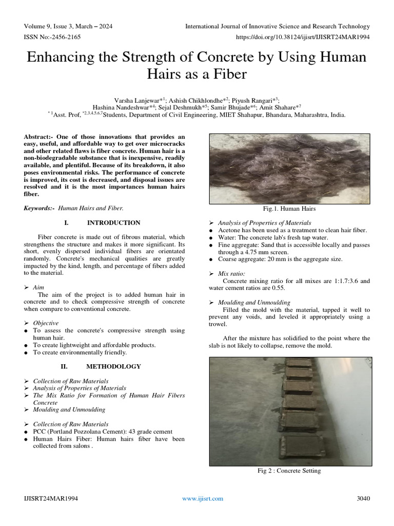 Strengthening Concrete with Human Hair | PDF | Concrete | Cement