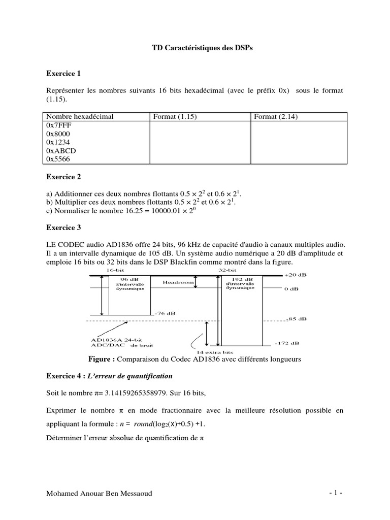 TD1 Programmation DSP | PDF